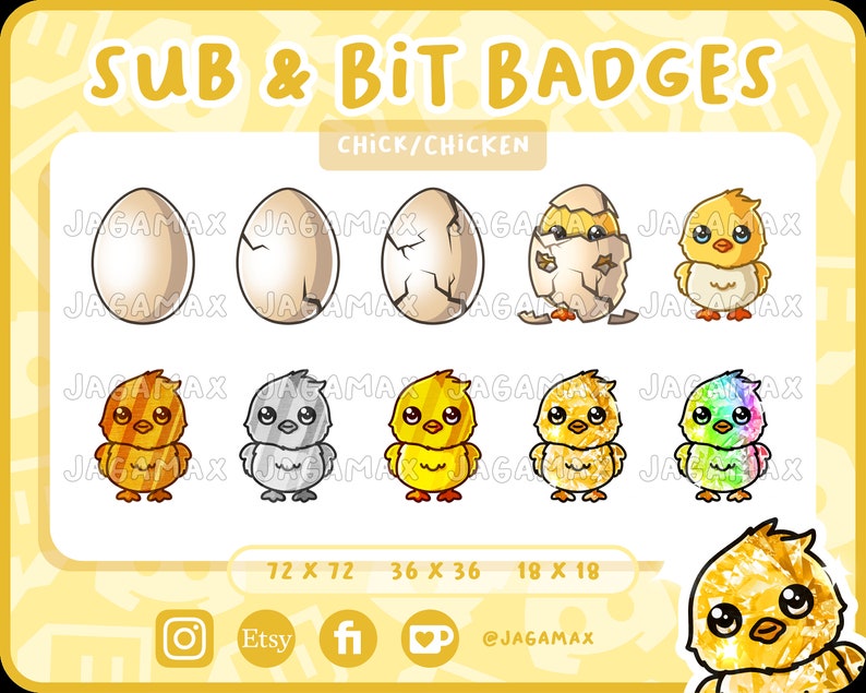 10x Twitch Sub / Bit Badges - Kawaii Cute Chick / Chicken Egg / Baby ...