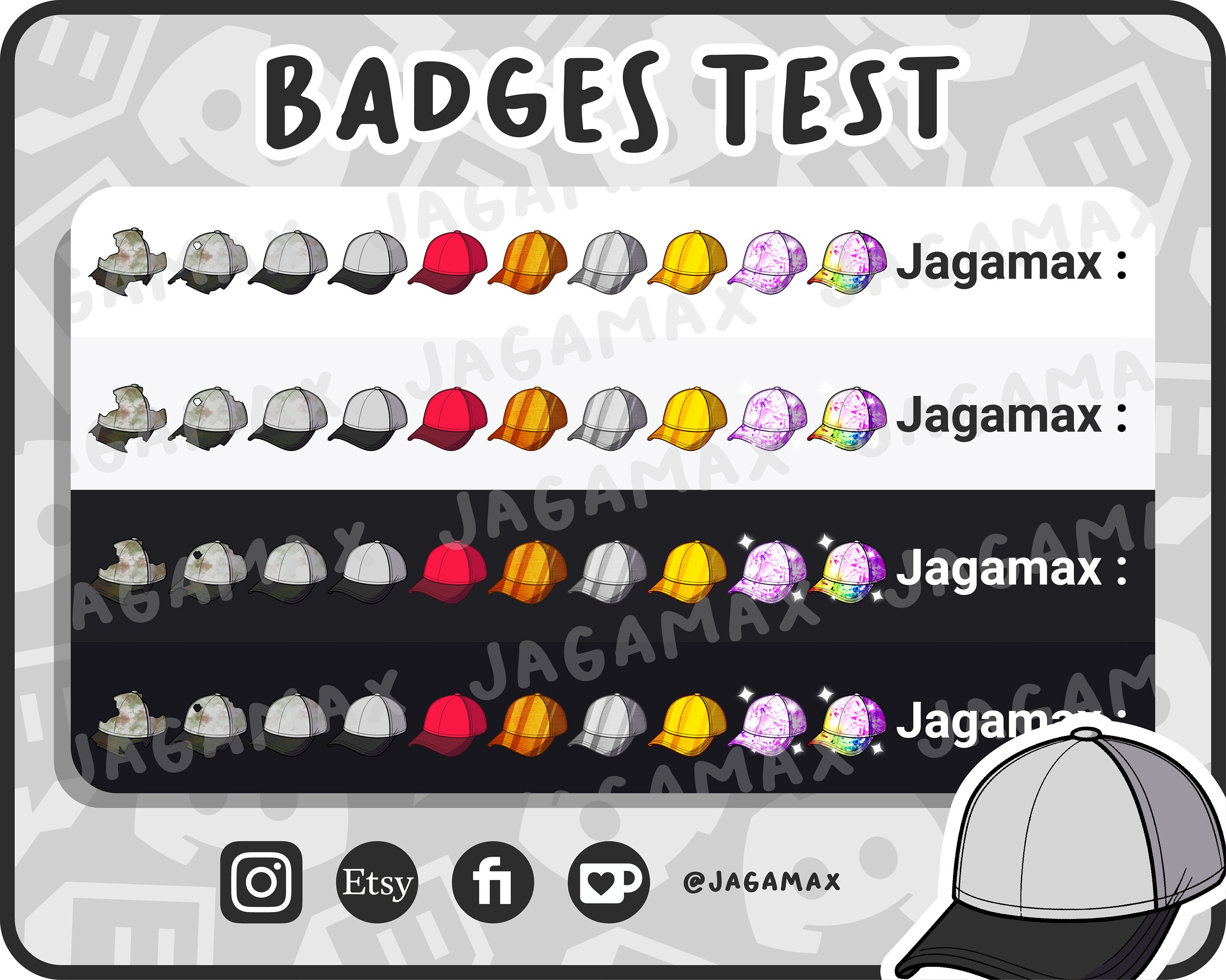 10x Twitch Sub / Bit Badges - Cap / Hat / Headgear / Helmet / Beanie ...