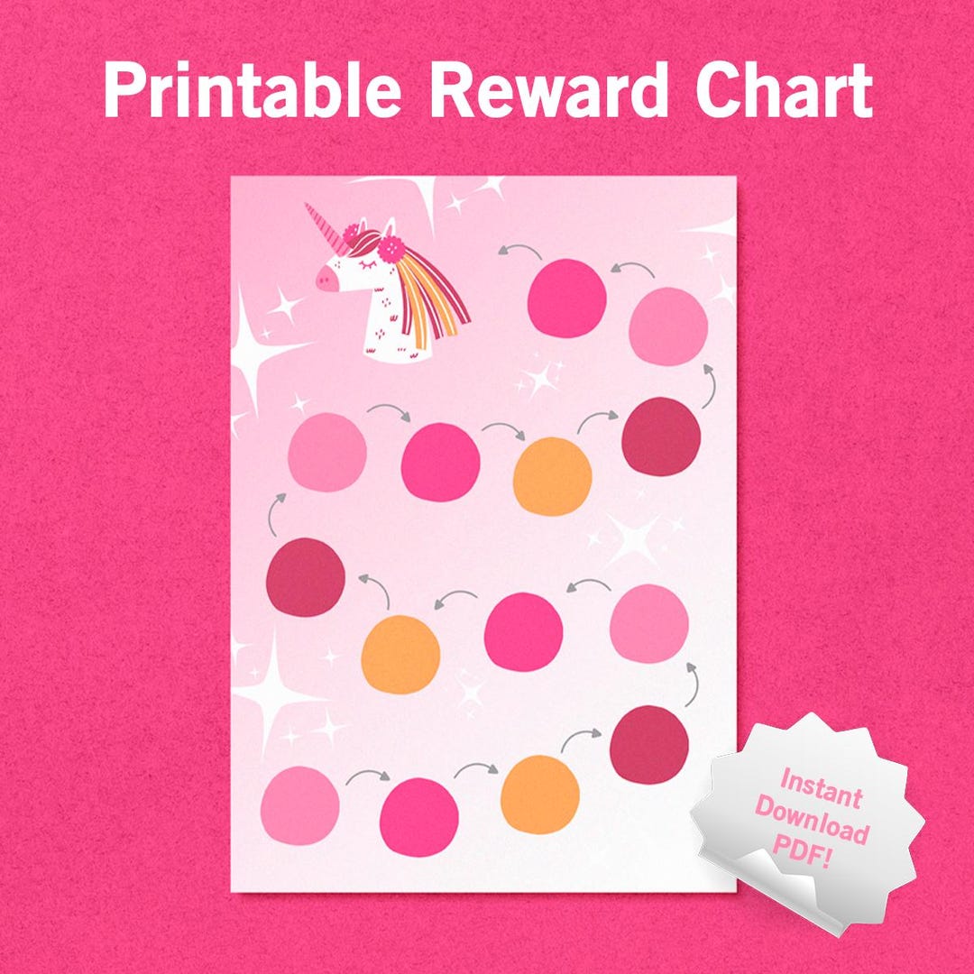 Unicorn Reward Chart for Kids, Printable, Instant Download, Behavior ...