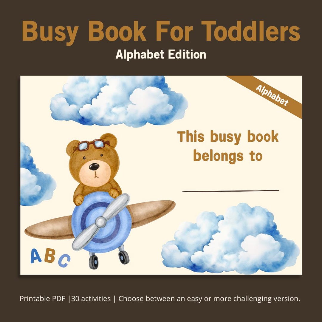 Toddler Alphabet Busy Book | Printable PDF | Toddler ABC Worksheets ...