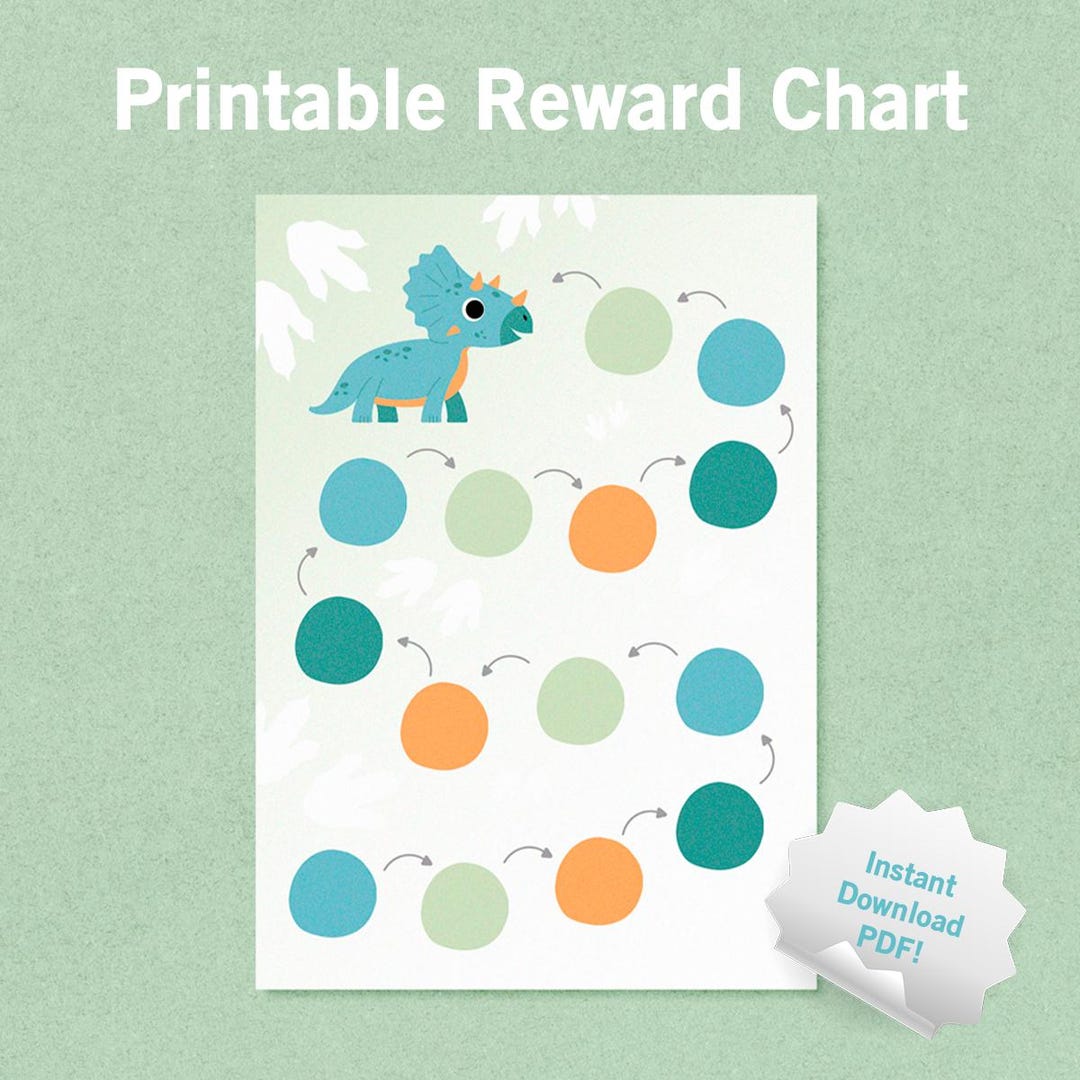 Dinosaur Reward Chart for Kids, Printable, Instant Download, Behavior ...