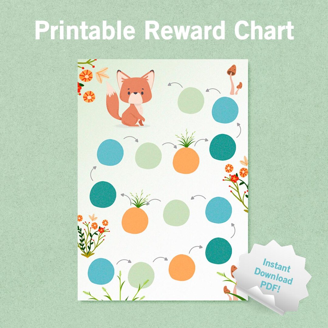 Fox Reward Chart for Kids, Printable, Instant Download, Forest Animal ...