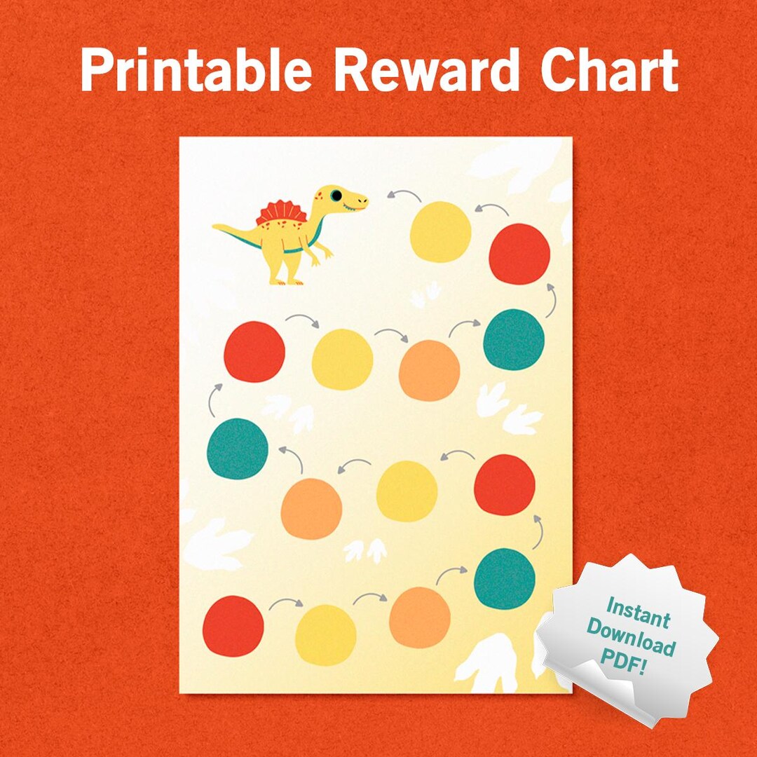 Dinosaur Reward Chart for Kids, Printable, Instant Download, Behavior ...