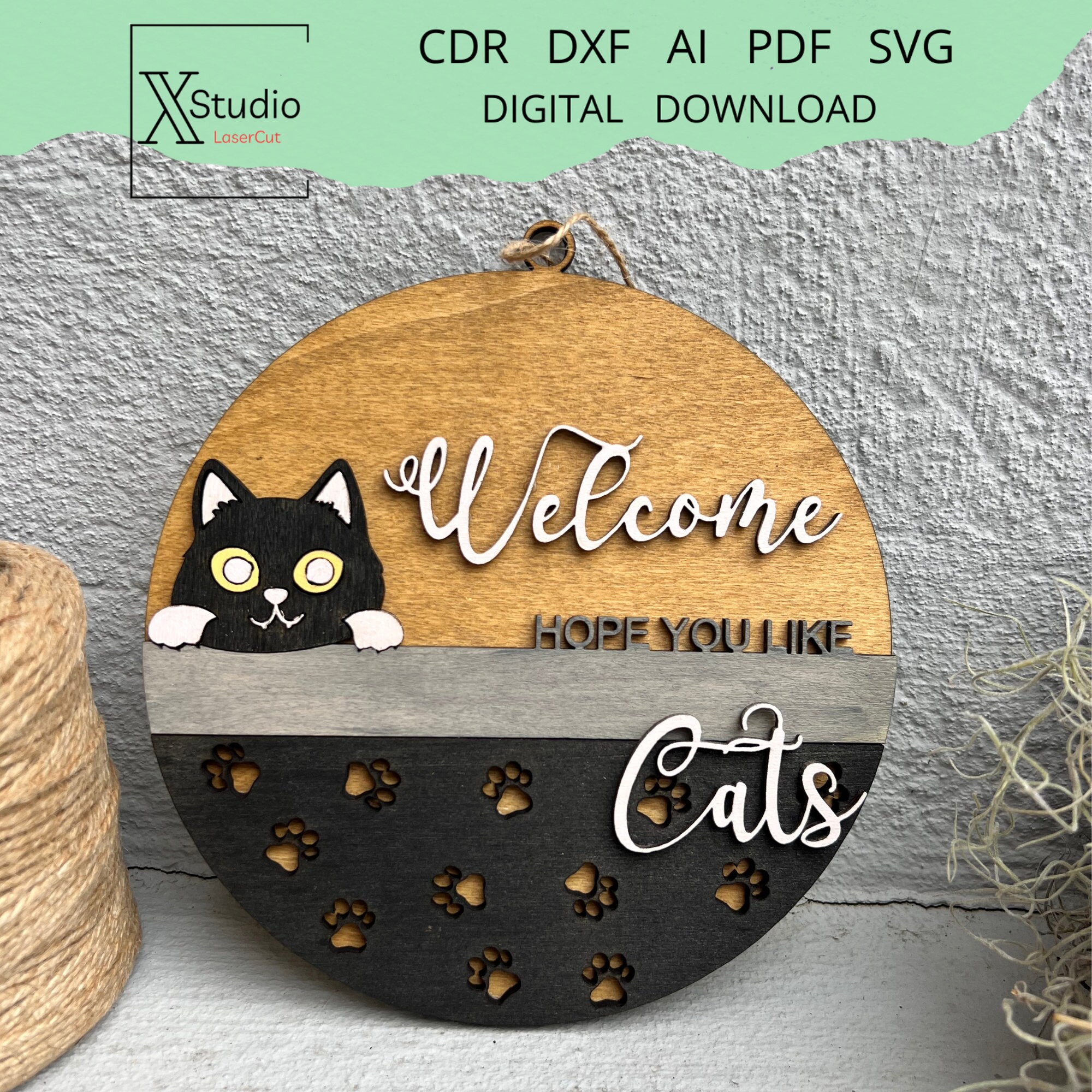 Welcome Hope You Like Cats Sign, Cats Lover SVG, Welcome SVG, Front ...
