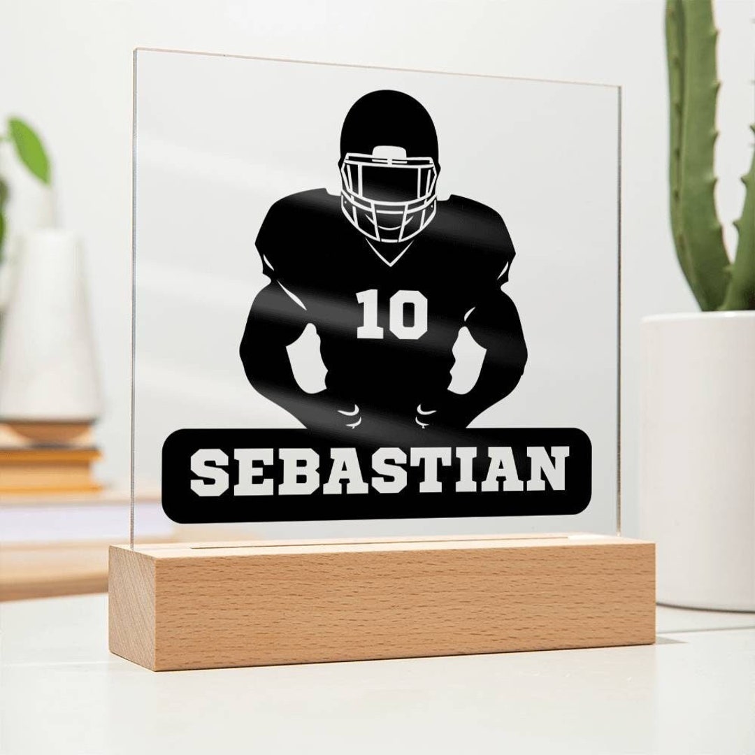 Football Fan Custom Name Acrylic Plaque With Player Design | Sport Lamp ...