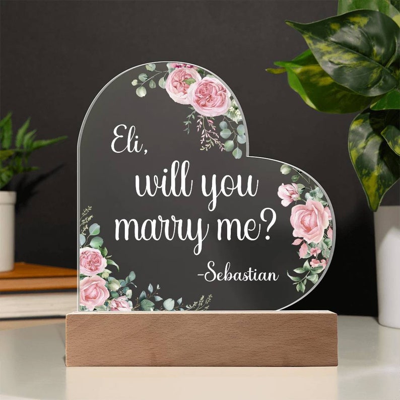 Personalized Acrylic Will You Marry Me Proposal Sign – Unique Heart ...