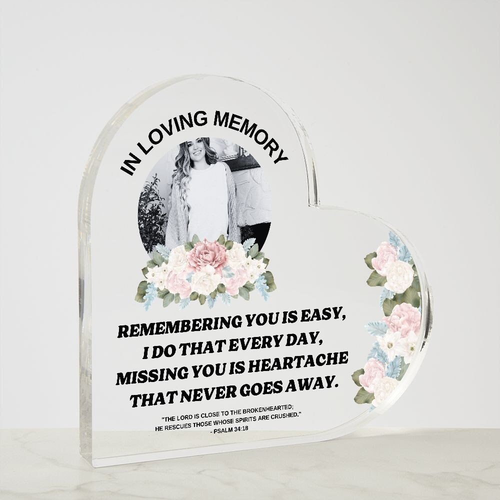 In Loving Memory Custom Photo Gift, Personalized Memorial Heart Acrylic ...