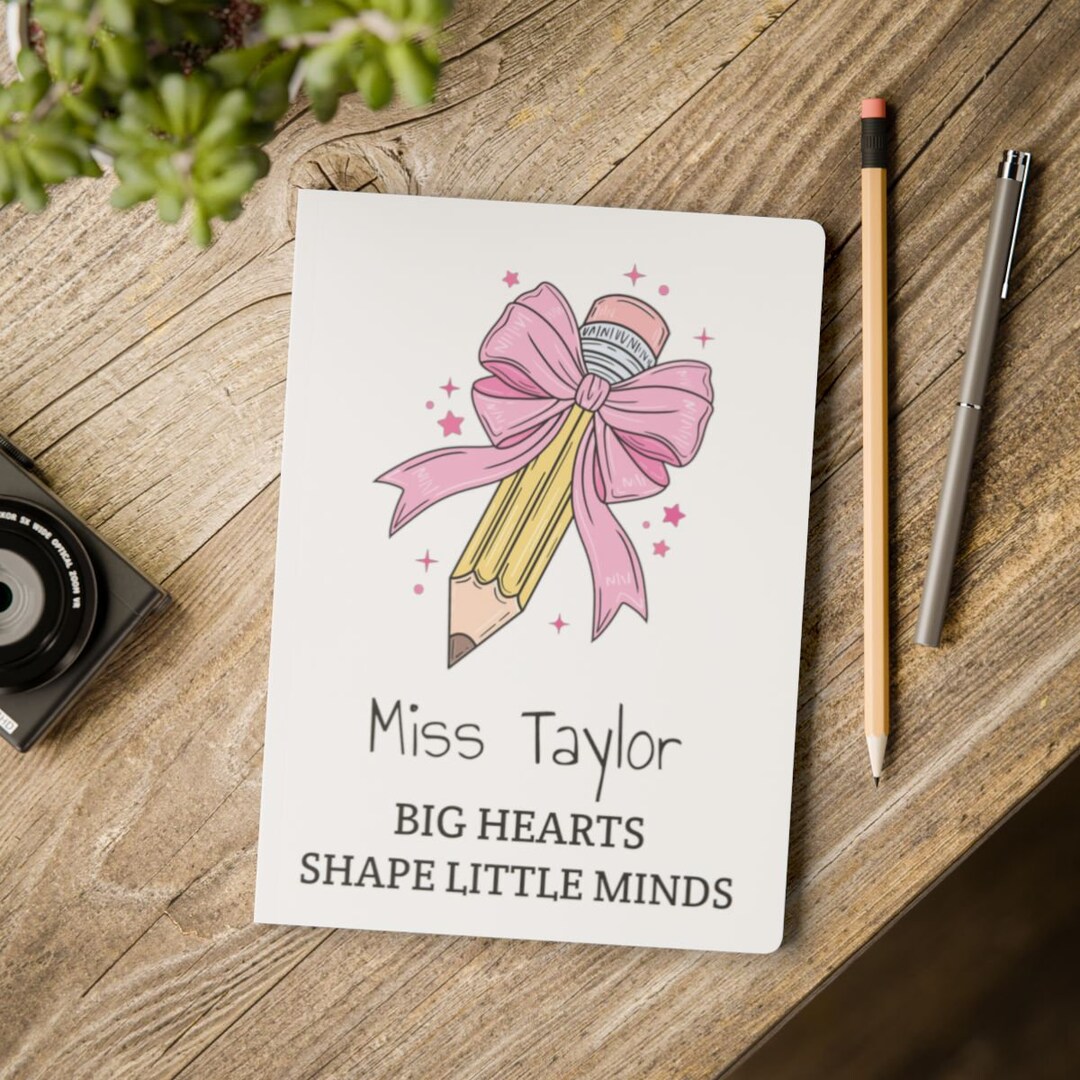 Personalised Notebook Teacher Gift | Pencil & Bow Coquette Design ...