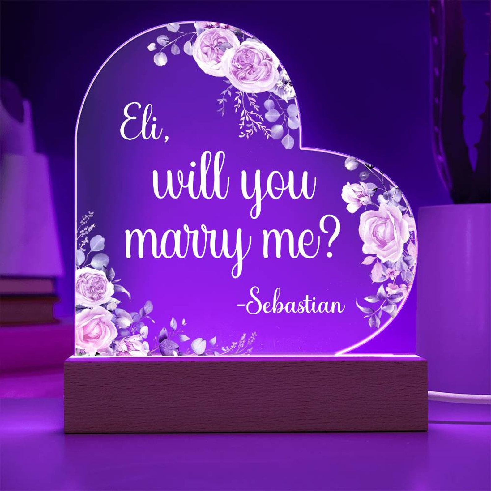 Personalized Acrylic Will You Marry Me Proposal Sign – Unique Heart ...