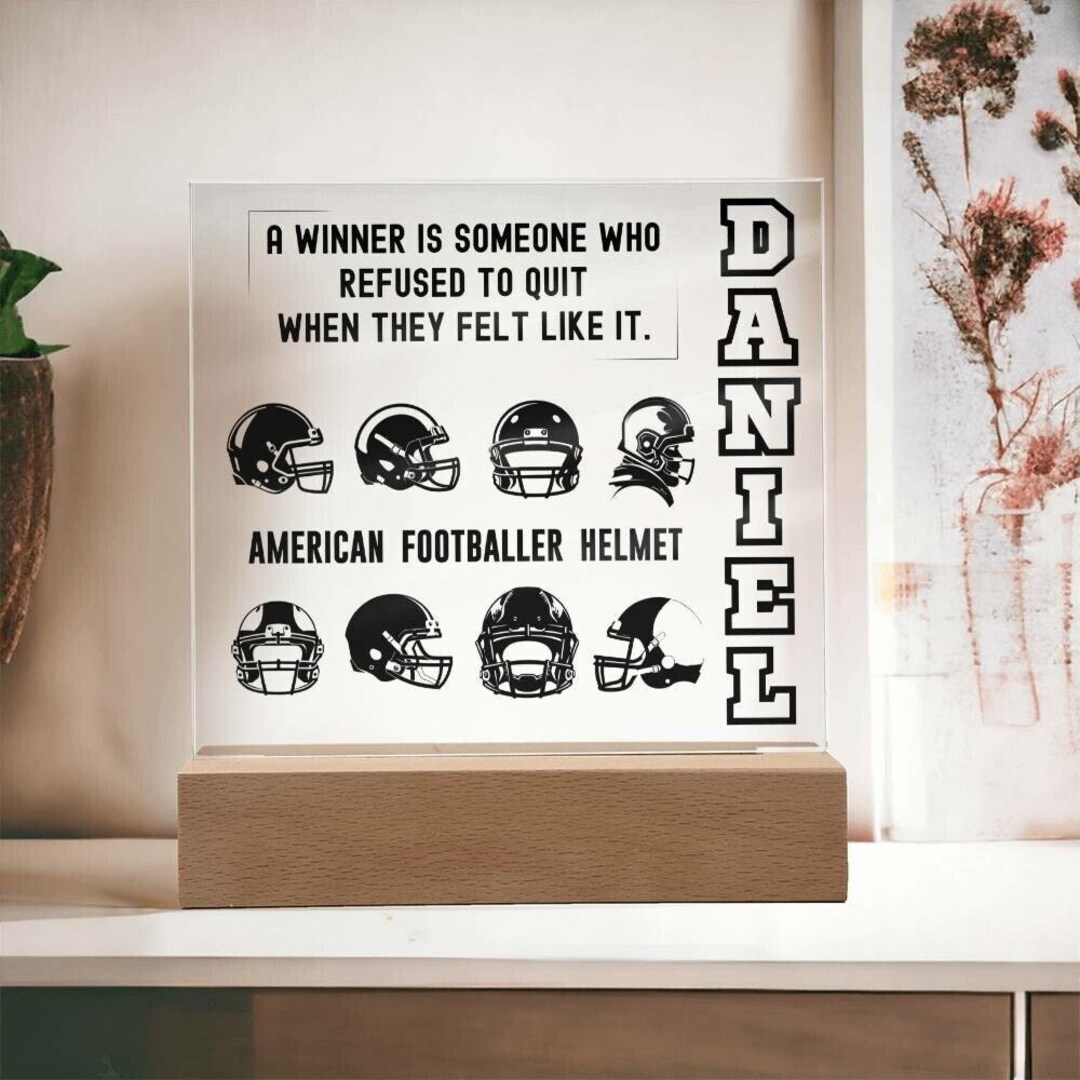 Football Fan Custom Name Acrylic Plaque With Helmets Design | Sport ...