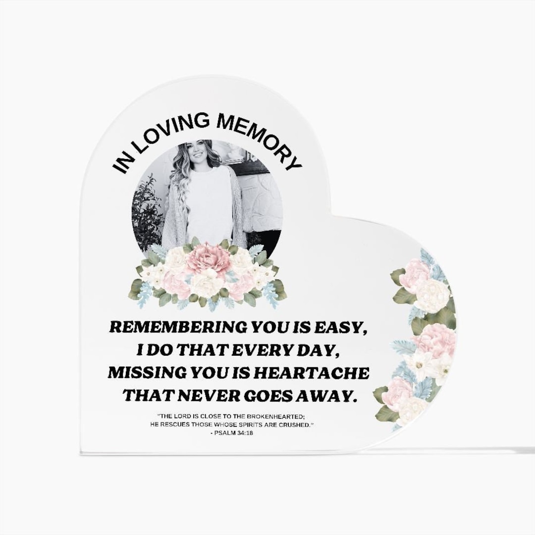 In Loving Memory Custom Photo Gift, Personalized Memorial Heart Acrylic ...