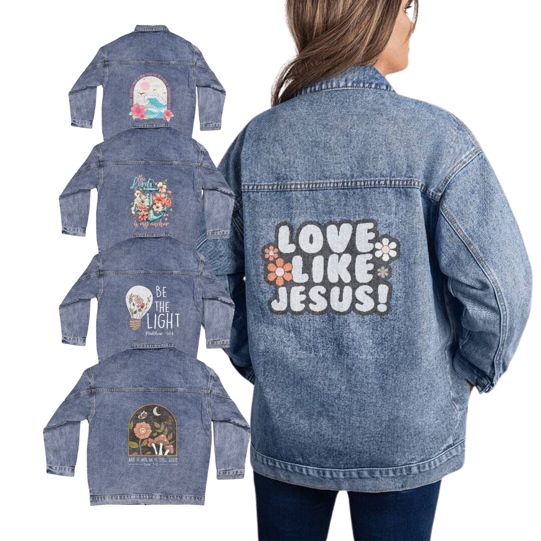 Christian Oversized Women's Denim Jackets With Inspirational Quotes ...