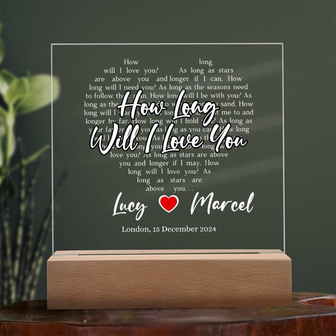 Personalized Heart Shaped Song Lyrics on Square Acrylic Plaque ...