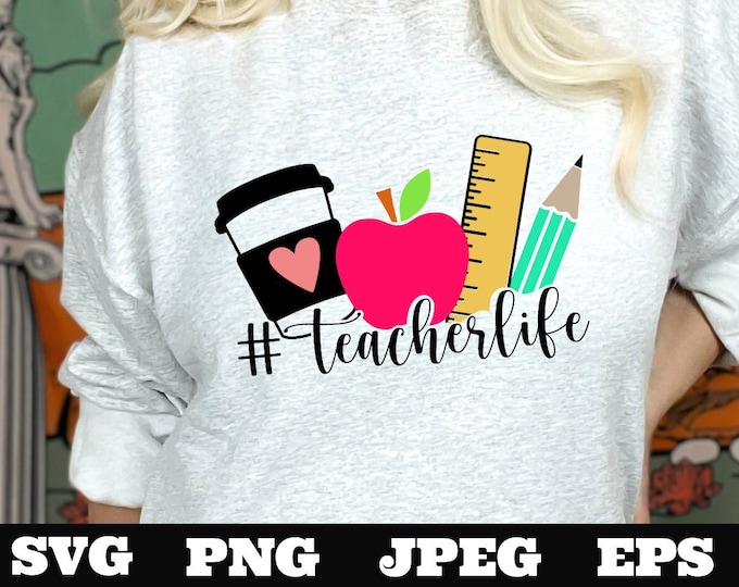 Hashtag Teacher Life Svg for Cricut and Silhouette Cameo, Instant ...