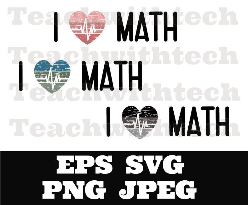 I Heart Math Heartbeat SVG EPS Png Jpeg I Love Math Design - Etsy