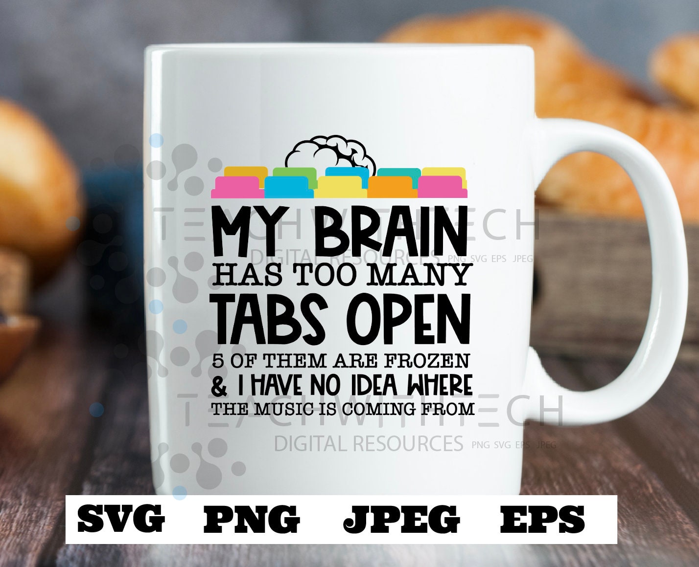 My Brain Has Too Many Tabs Open SVG PNG Eps Jpeg Cricut Silhouette Cut File Funny Sarcastic ...