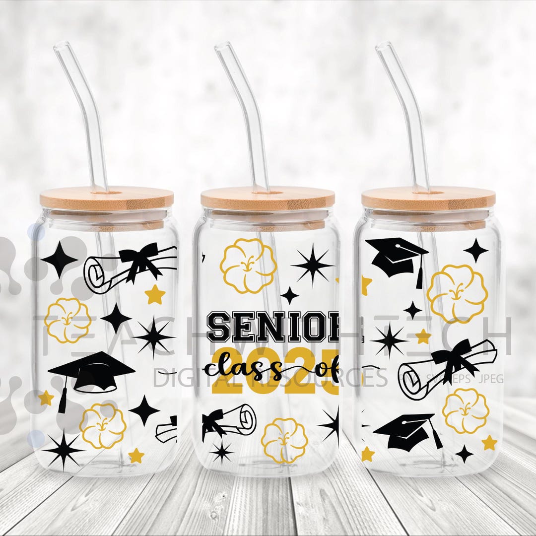 Graduation Libby Glass Wrap SVG Senior Class of 2025 | 16 Oz Libbey ...