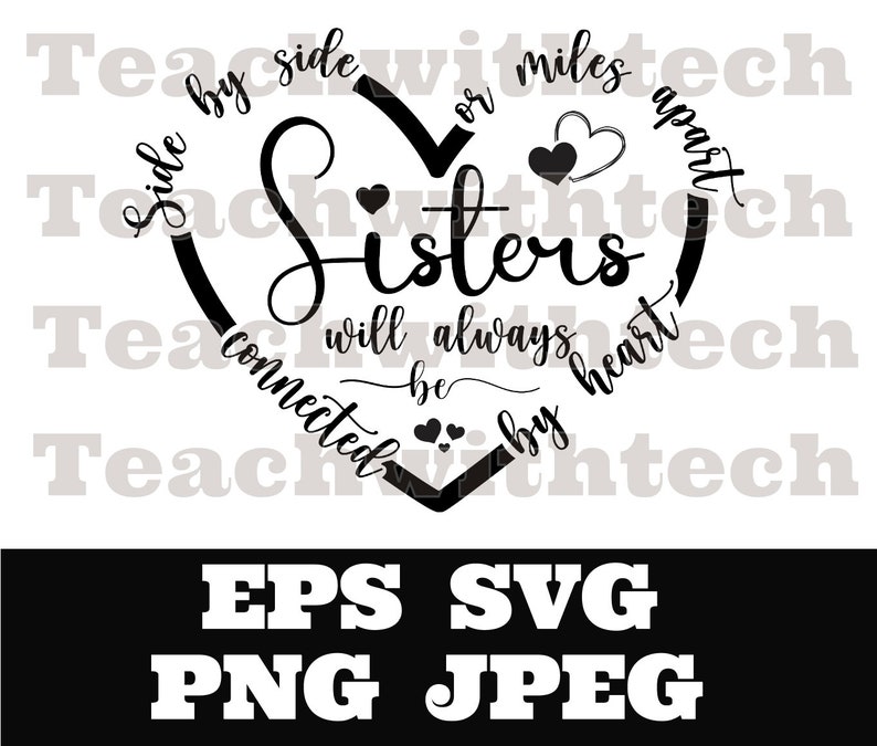 Best Sisters Side by Side Heart SVG, Sisters Png, Sisters Love Eps ...