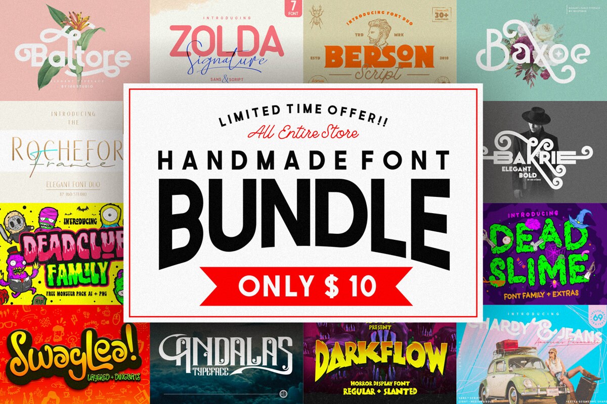 All Store Handmade Fonts Bundle 20 Premium and Unique Fonts That Are ...