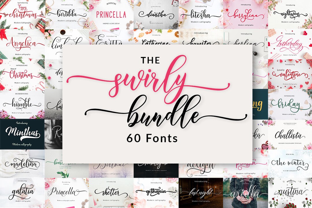 The Swirly Fonts Bundle - Etsy