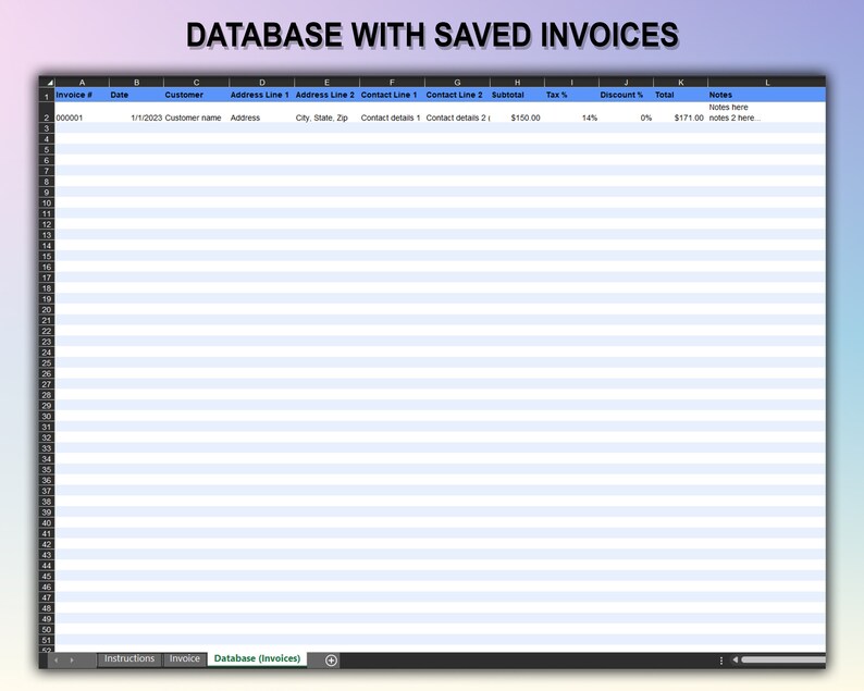 Excel Invoice Template, Automated Invoice Spreadsheet, Editable Invoice ...