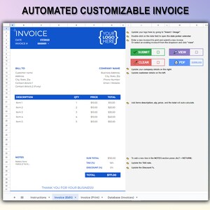 Google Sheets Invoice Template, Automated Invoice Spreadsheet ...