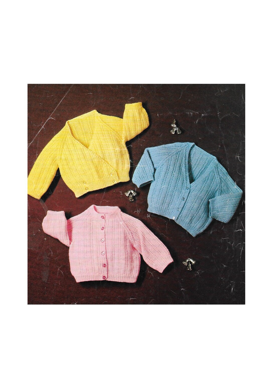Vintage Knitting Pattern Baby Cardigans Double Knit, 4 Ply, 18-20 ...