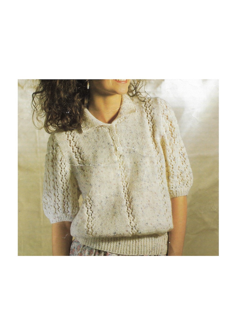 Vintage Knitting Pattern Ladies Short Sleeve Summer Top Double Knit 28 ...