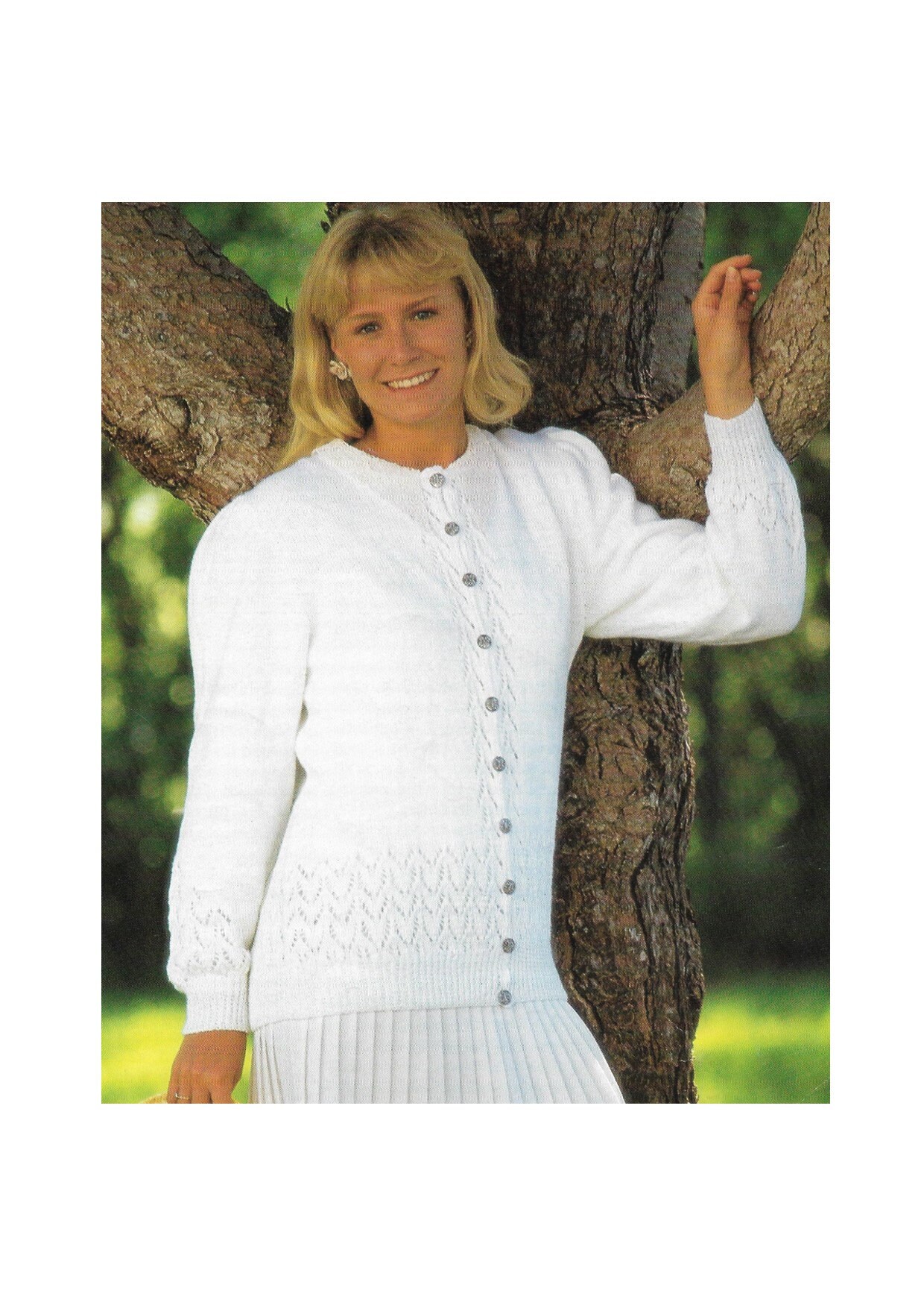Vintage Knitting Pattern Ladies 4 Ply Round Neck Cardigan 30-44 Inches ...