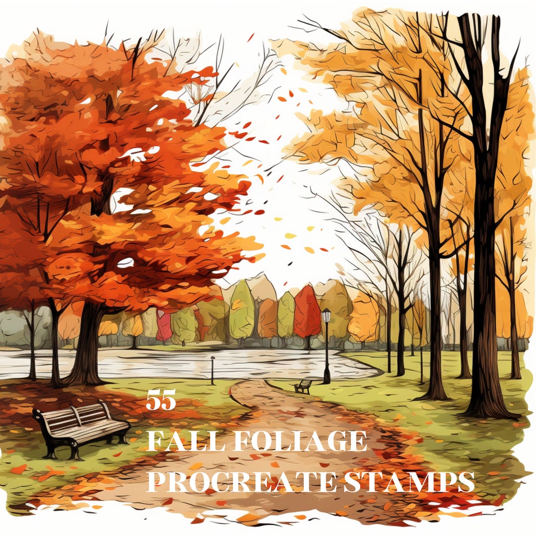 55 Fall Foliage Procreate Stamps, Fall Autumn Stamps Collection for ...