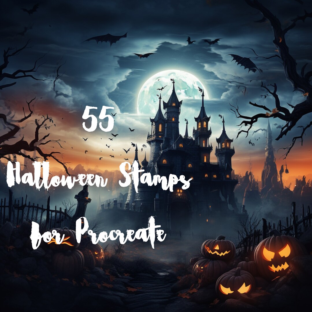 55 Halloween Procreate Stamps, Spooky Halloween Stamp for Procreate ...