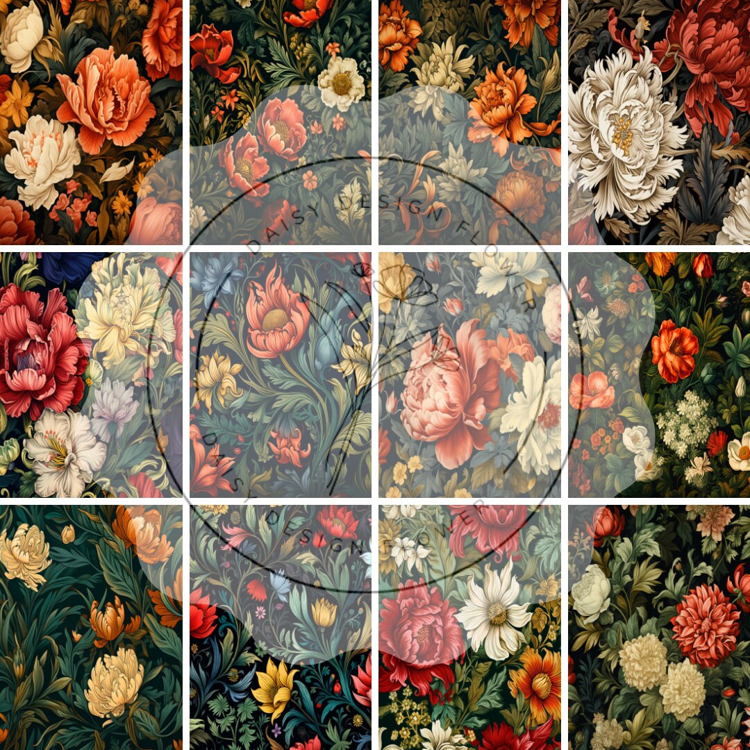 50 William Morris Flower Pattern Bundle, 50 Digital Papers, Printable, Instant Download - Etsy