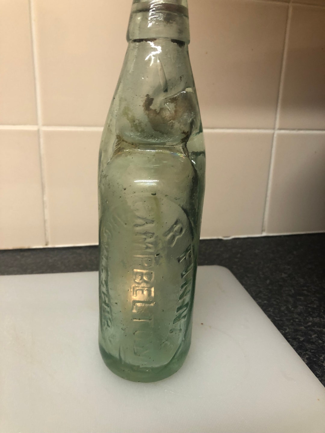 Antique Clear Glass Cod Bottle With Glass Marble - Etsy UK