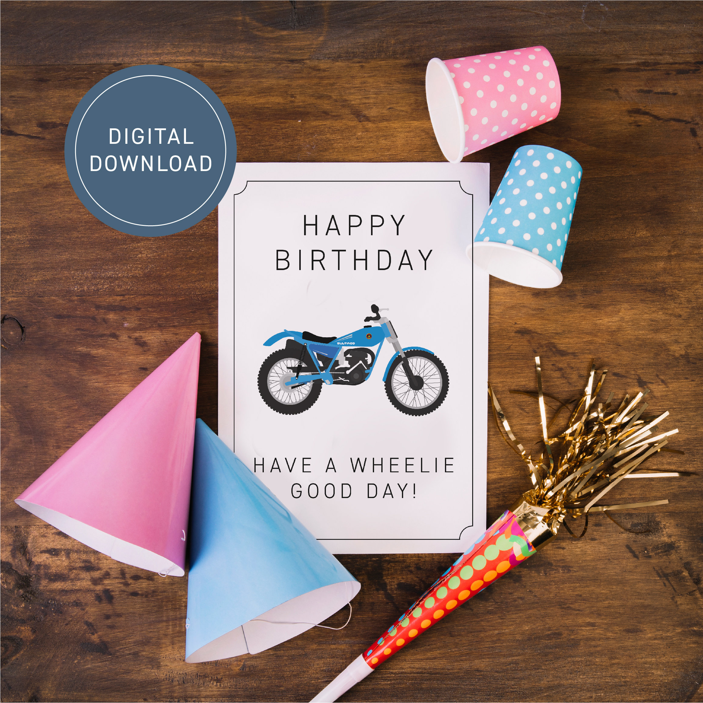 Trials Motorbike Birthday Card, Bultaco Motorcycle, Funny Wheelie ...