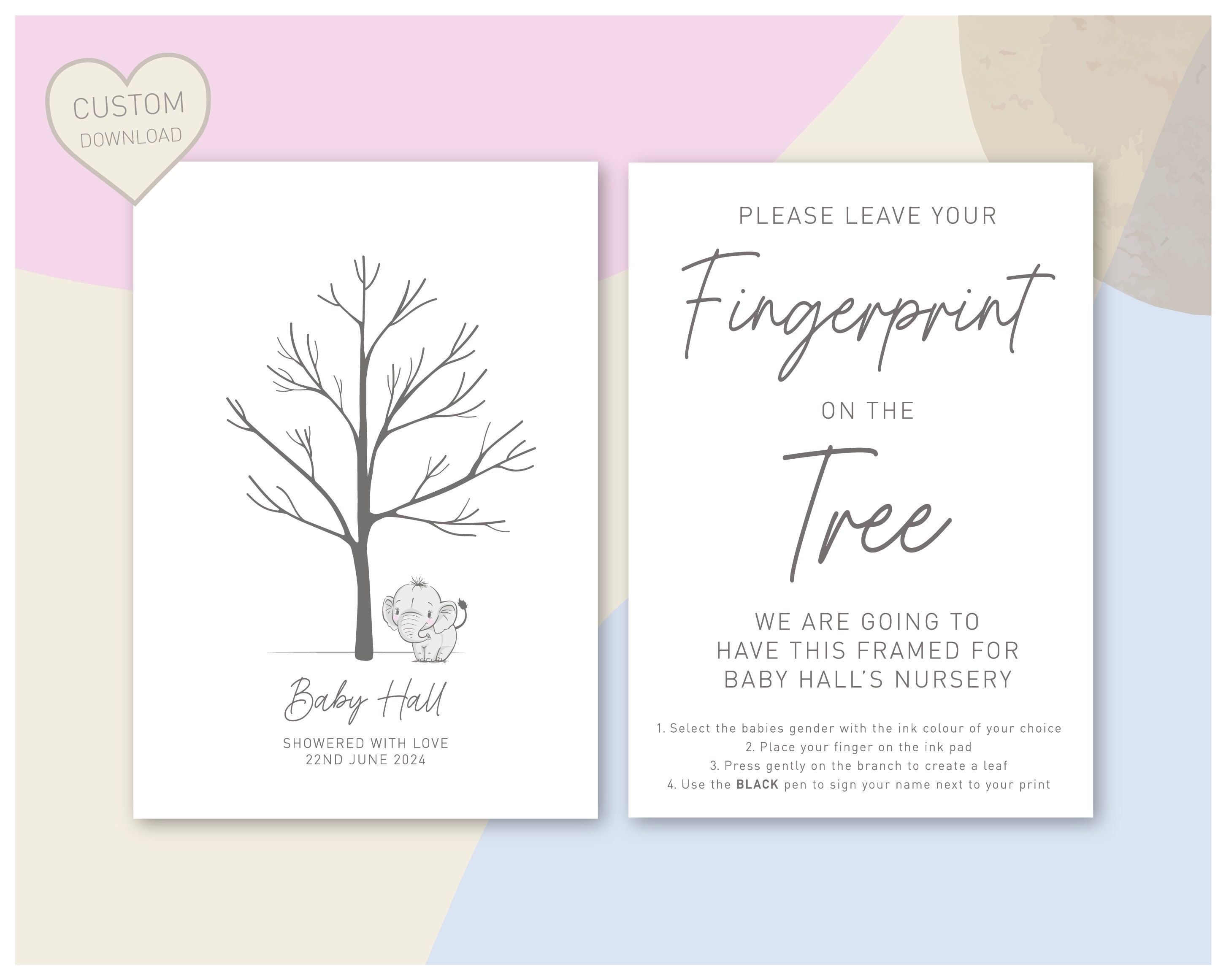 Fingerprint Tree Baby Shower / Gender Reveal - CUSTOM DOWNLOAD - Etsy
