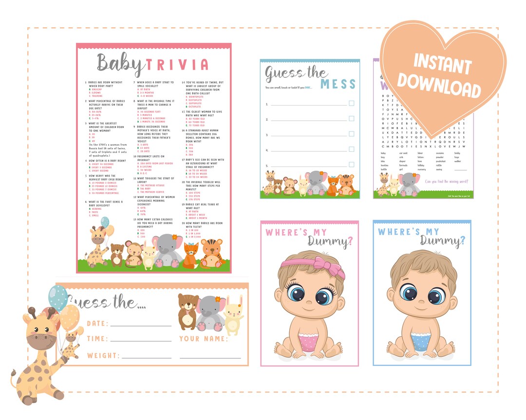 Baby Games Bundle, Gender Reveal, Baby Shower, DIGITAL DOWNLOAD - Etsy