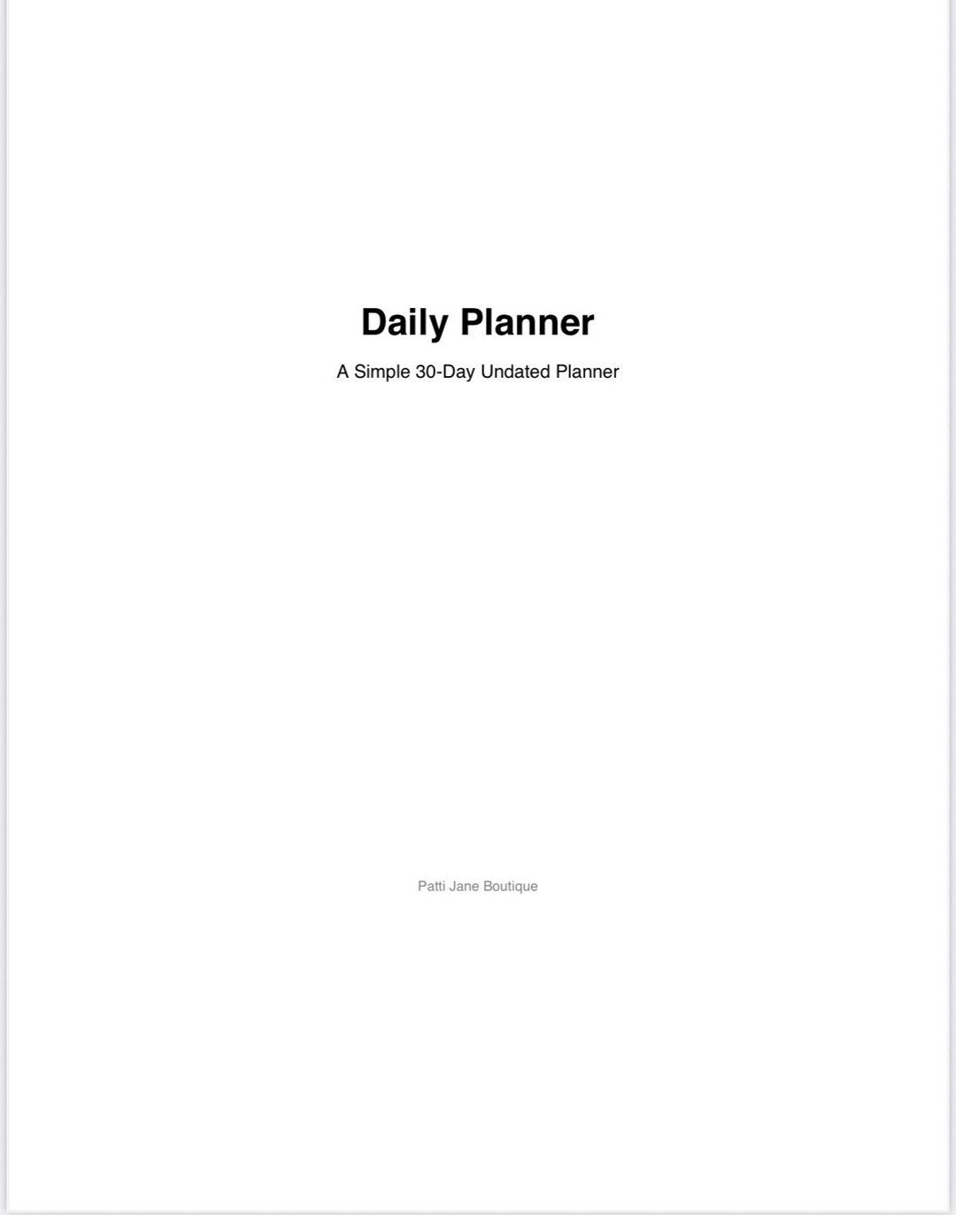 Daily Planner Printable | Simple 30-day Undated Planner | Clean Minimal ...
