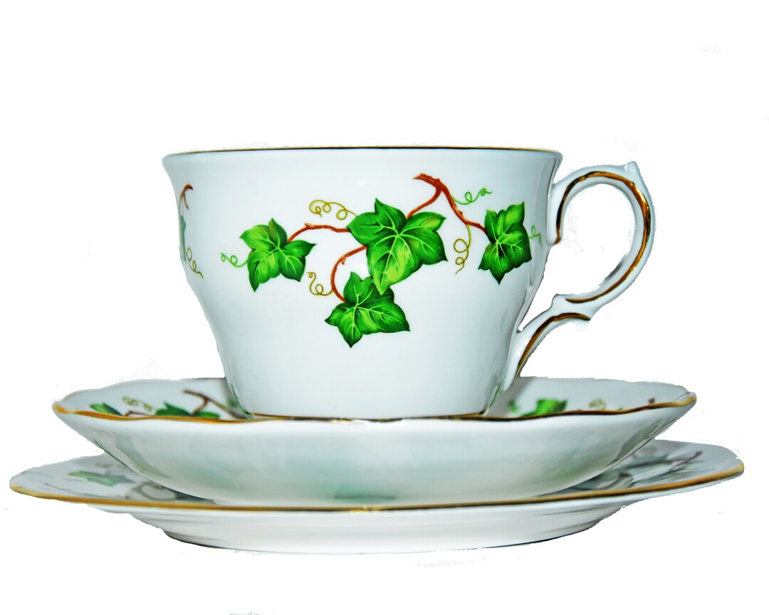 Colclough Ivy Leaf 8143 Design Teacup, Saucer and Plate Trio With ...
