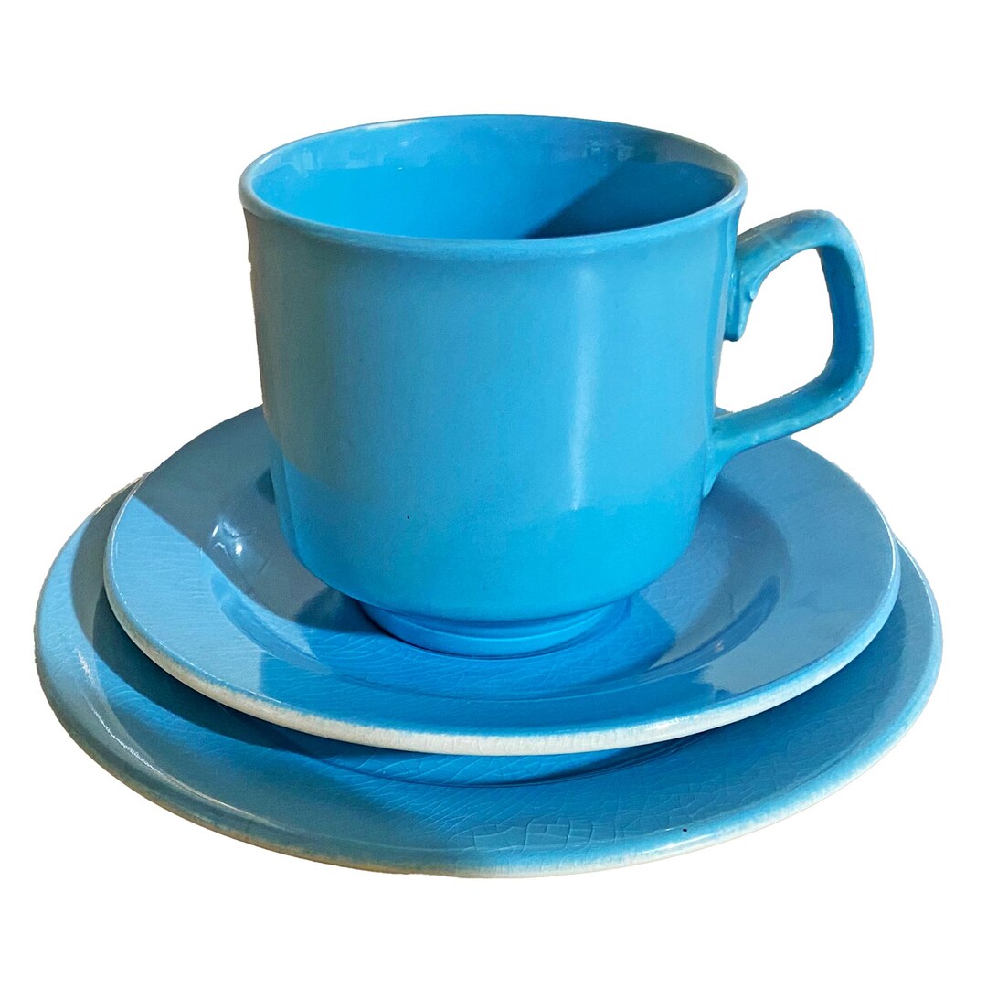 Four Tams Retro 1960s Simple Line Blue Cup, Saucer and Plate Sets - Etsy