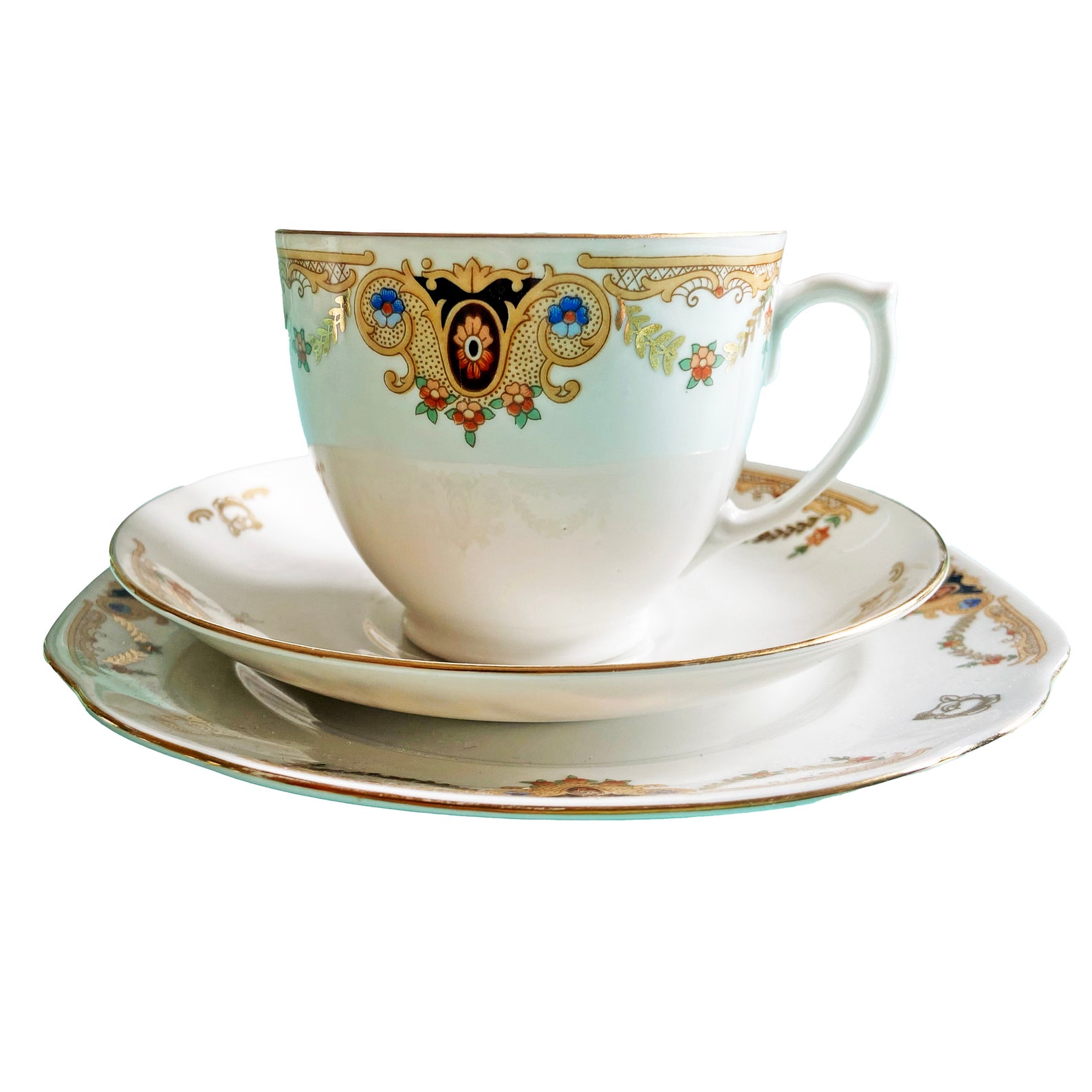 Czech Bohemian Teacup, Saucer and Plate - Etsy