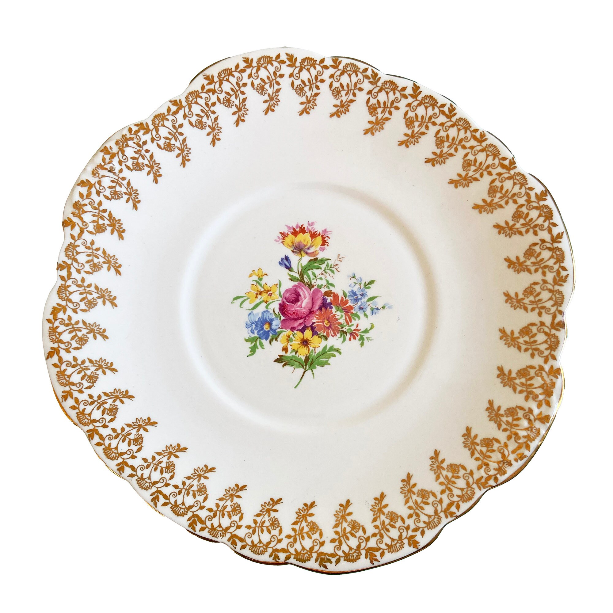 Clare Teacup Trio With Floral 22K Gold Floral Filigree on - Etsy