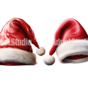 Christmas Santa Hat Clipart - Watercolor Christmas Clipart, Santa Claus ...