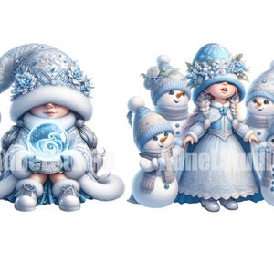 Frozen Gnome Girl PNG Bundle, Frozen Winter Gnome Girl Clipart, Fantasy ...
