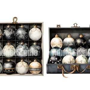 Christmas Black Bauble Clipart, Cozy Christmas Baubles Box Clipart ...