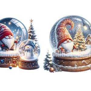 Christmas Snow Globe Gnome PNG Bundle, Festive Gnome Clipart, Holiday ...