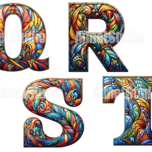 Stained Glass Alphabet Clipart - Alphabet and Number Clipart, Stained ...