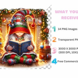 Festive Christmas Gnome Girl Clipart, Holiday Decor Digital Download ...