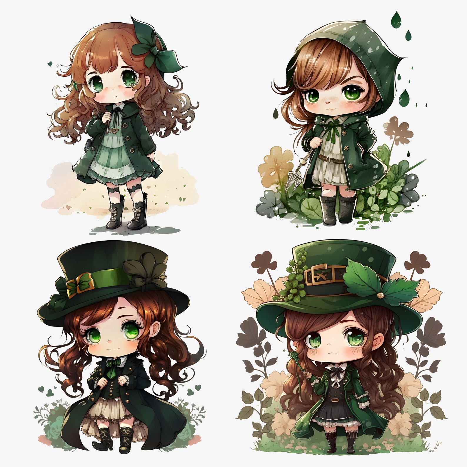 Watercolor Cute Irish Girls Png Clipart 16 High Quality Png - Etsy