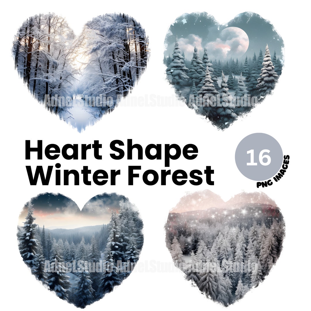 Heart Winter Forest Clipart - Watercolor Forest Clipart, Winter ...