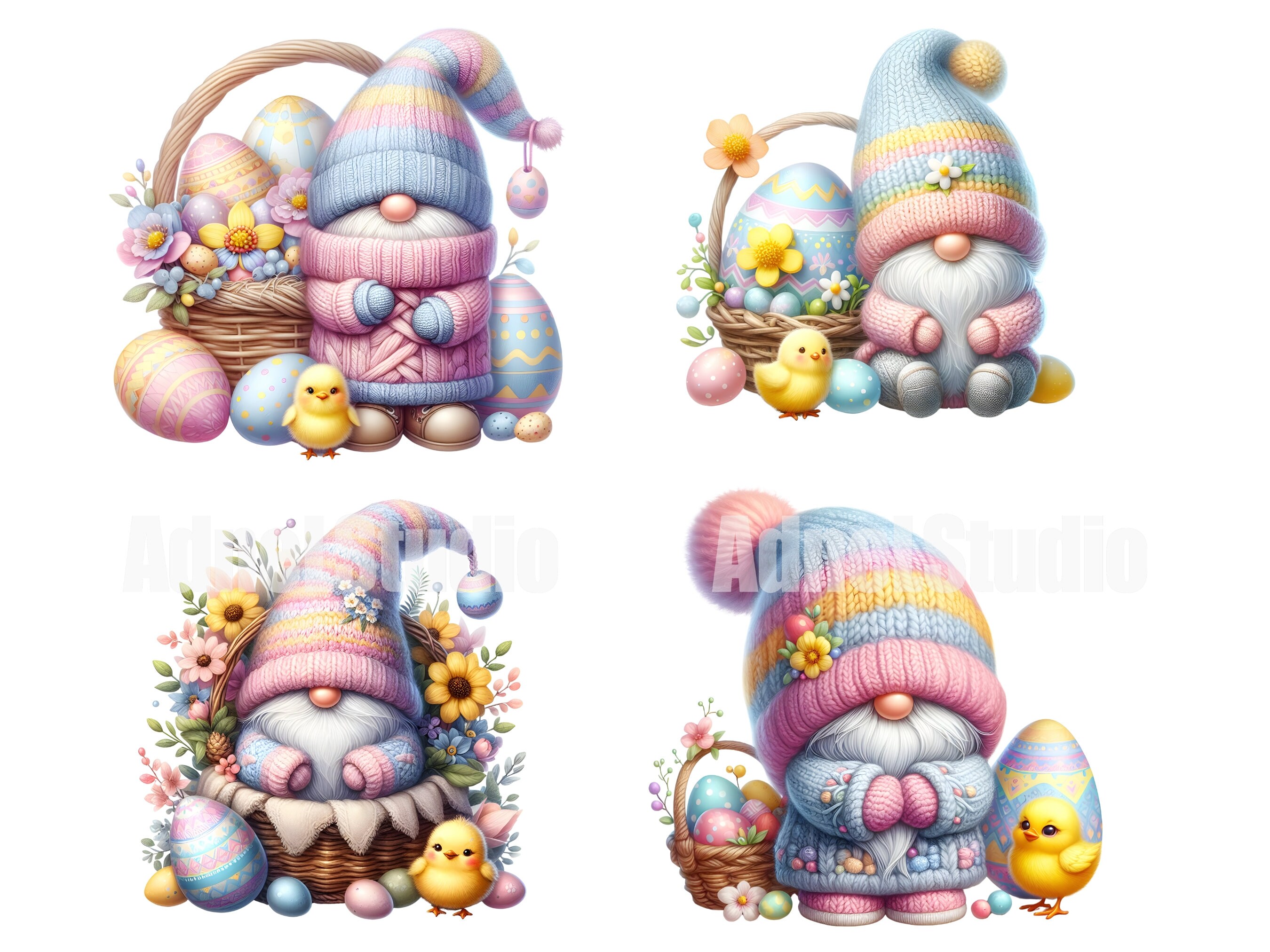 Knitted Easter Gnome Clipart - Easter Clipart, Spring Gnome Clipart ...